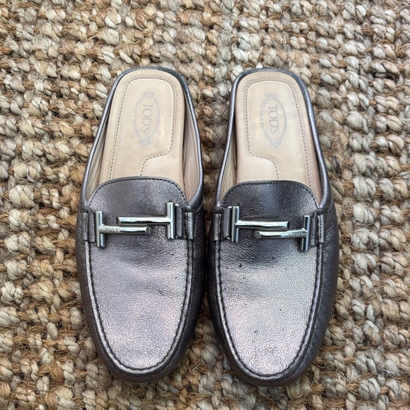 Tod's | Shoes | Tods Shimmering Silver Womens Slipons | Poshmark